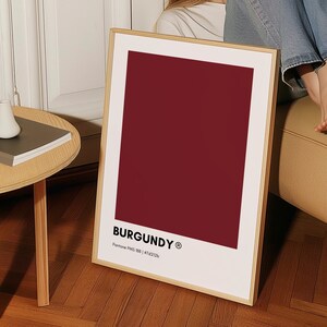 Burgundy Pantone, RED Pantone Print Poster, Red Pantone Wall Art ...