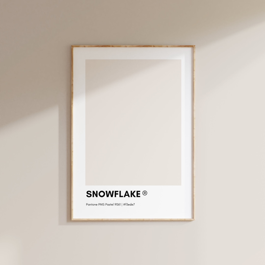 Snowflake Pantone, BEIGE Pantone Print Poster, Winter Pantone Wall Art ...