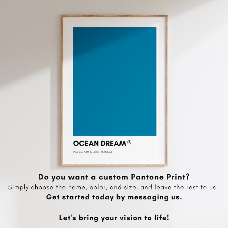 Ocean Dream Blue Pantone, BLUE Pantone Print Poster, Blue Wall Art ...