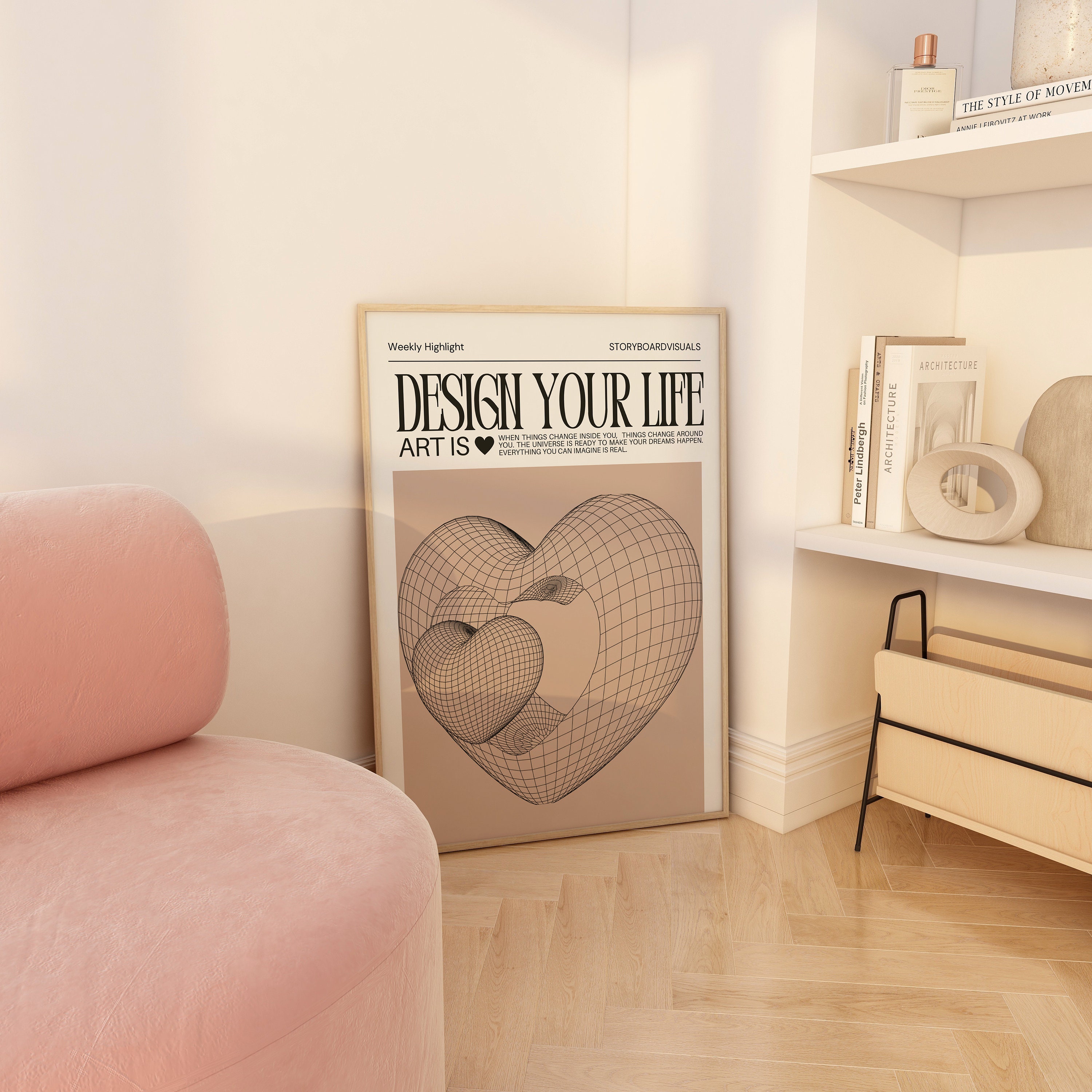 Design Your Life Wall Art, Typography Print, Typography Wall Art, Retro ...