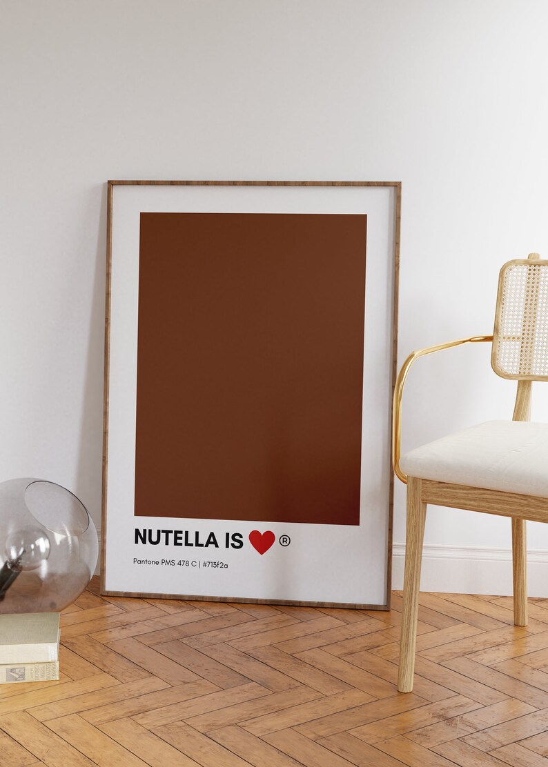 Nutella is Love Pantone, BROWN Pantone Print Poster, Tiramisu Pantone ...