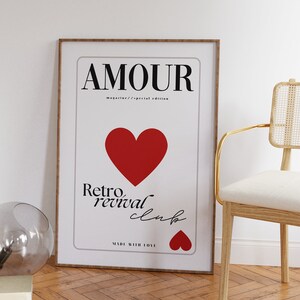 AMOUR Poster Printable, Aesthetic Poster, Retro Magazine Poster, Retro ...