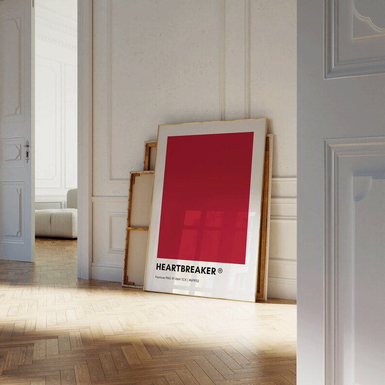 Heartbreaker Pantone, RED Pantone Print Poster, Red Pantone Wall Art ...