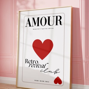 AMOUR Poster Printable, Aesthetic Poster, Retro Magazine Poster, Retro ...