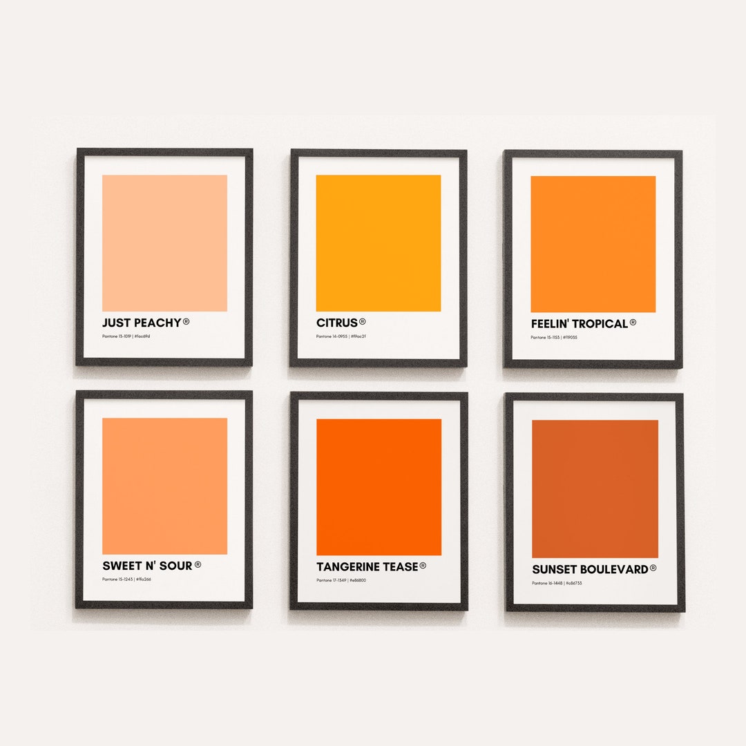 Pantone ORANGE Wall Art Printable Bundle Set of 6 Prints - Etsy