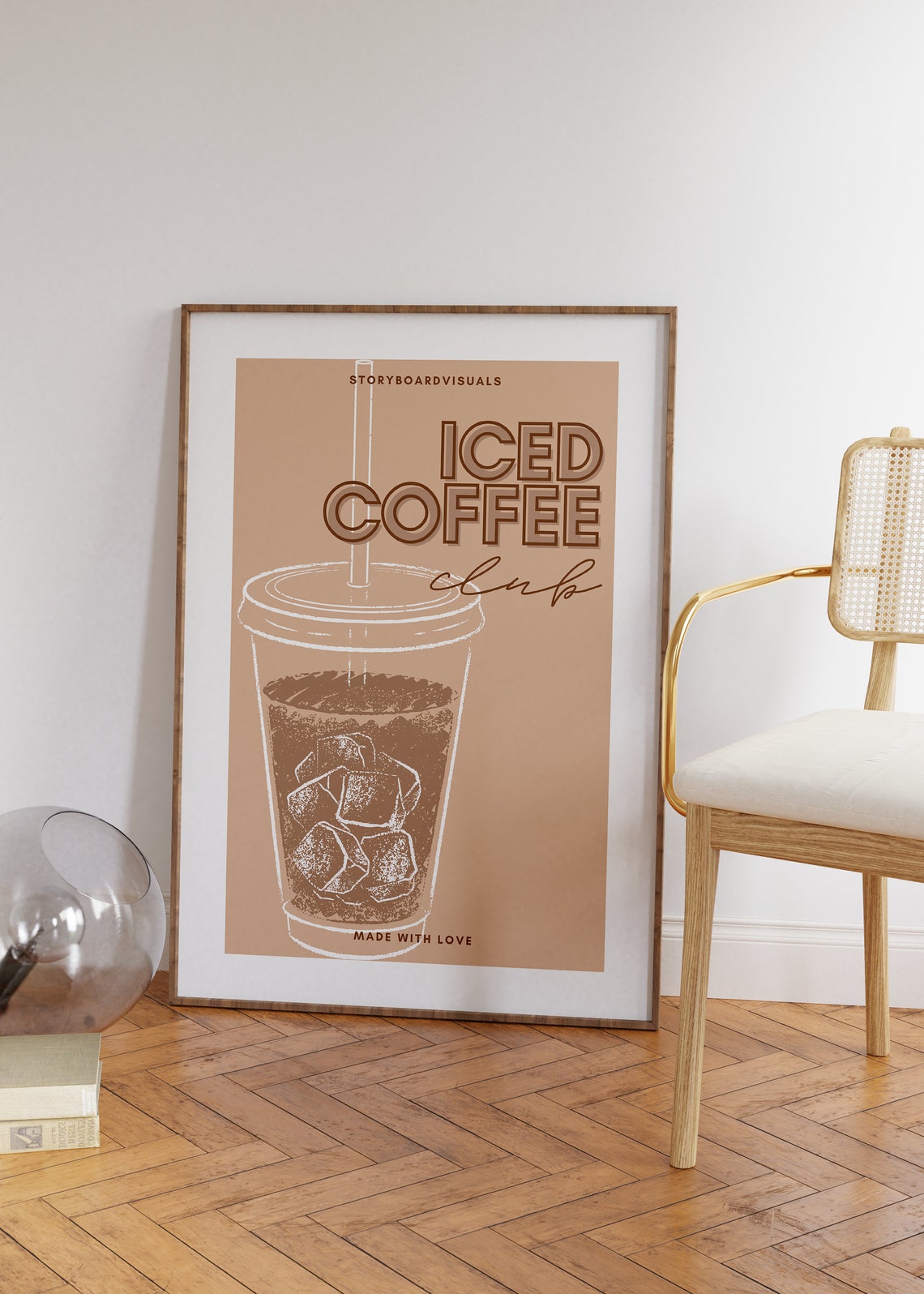 Iced Coffee Poster Print, Iced Coffee Wall Art, Retro Coffee Print ...