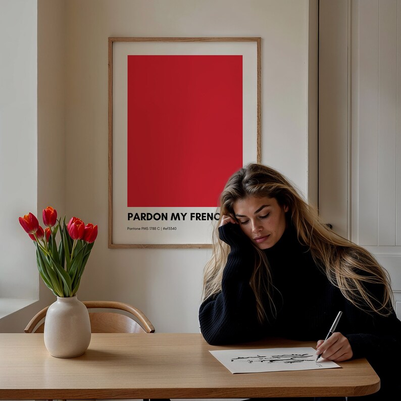 Pardon My French Pantone, RED Pantone Print Poster, Red Pantone Wall ...