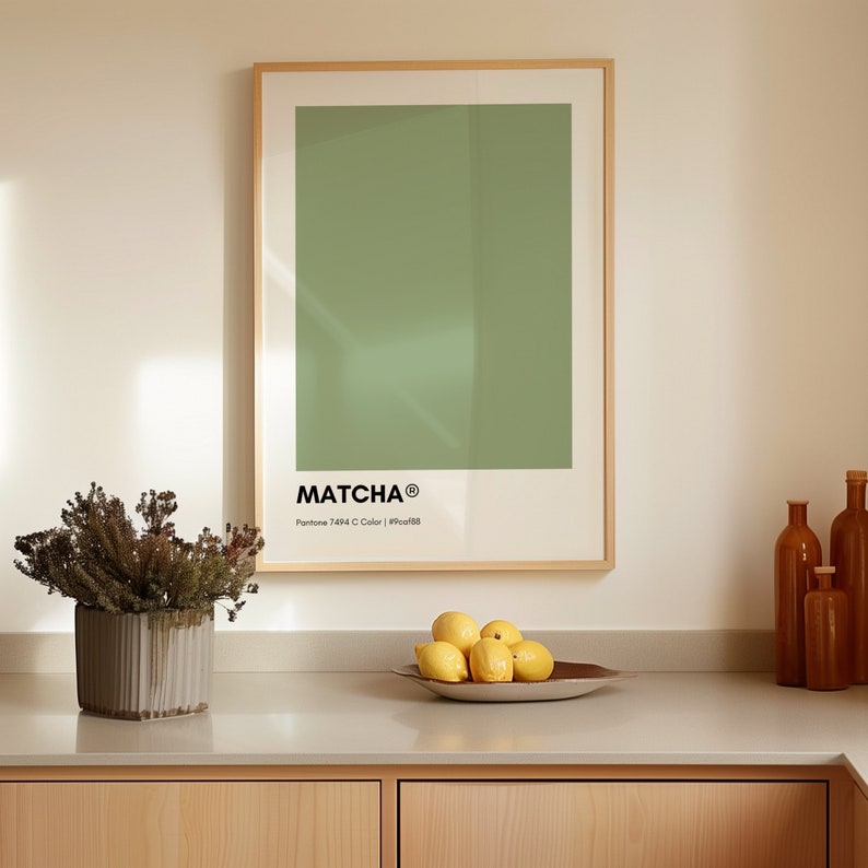 Matcha Green Pantone, GREEN Pantone Print Poster, Green Pantone Wall ...