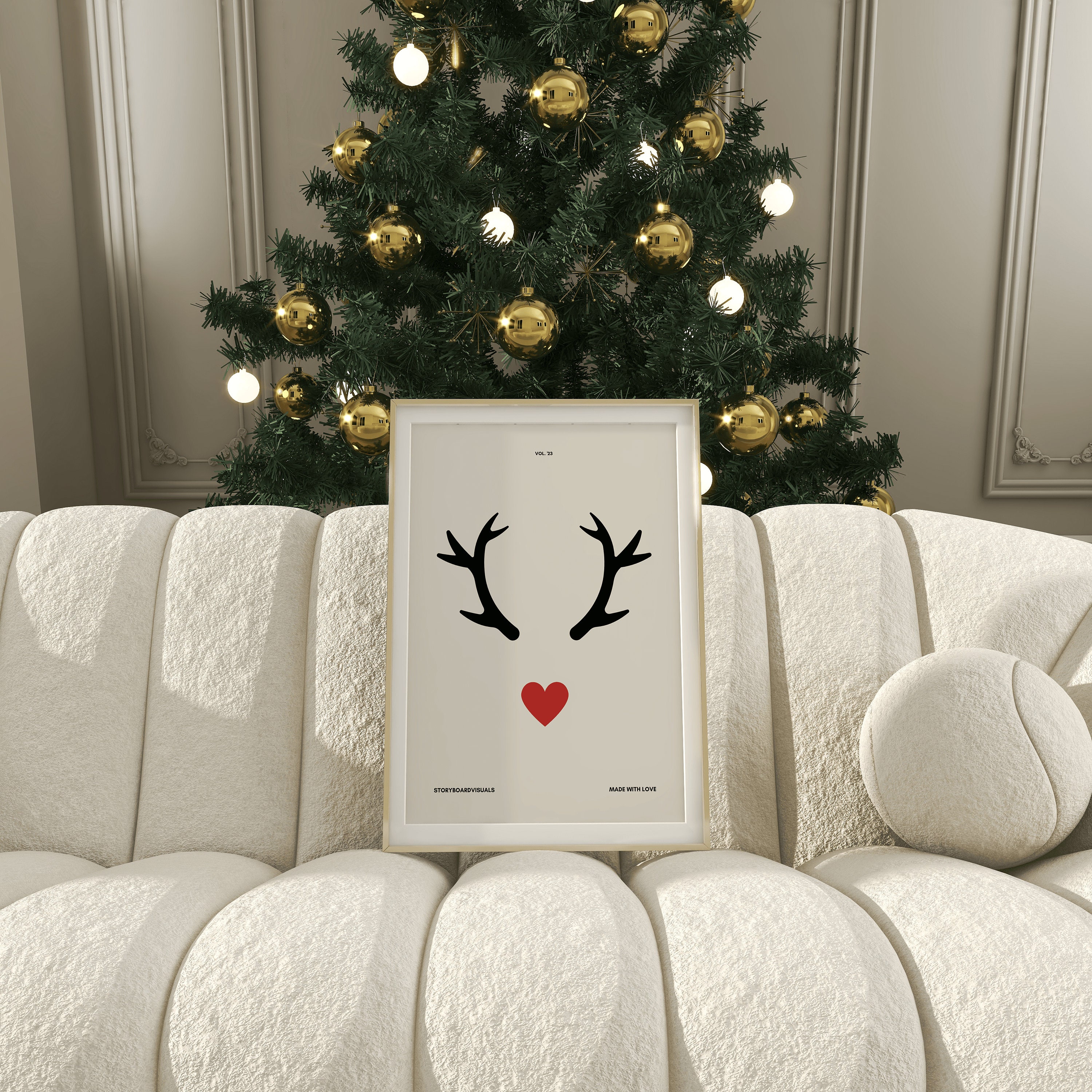 Rudolf Printable, Christmas Wall Art, Modern Holiday Decor, Christmas ...