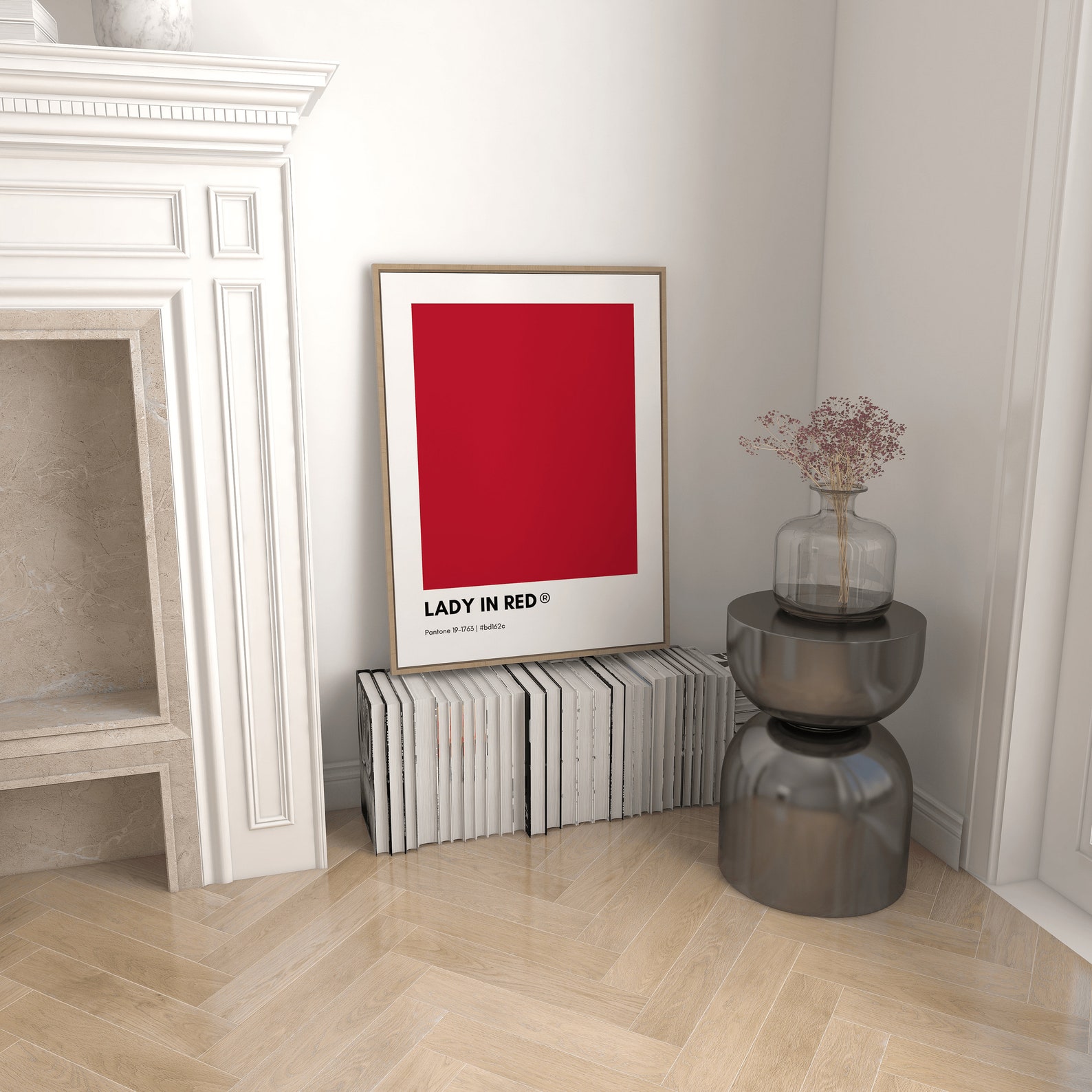 Lady in Red Pantone, RED Pantone Print Poster, Red Pantone Wall Art ...