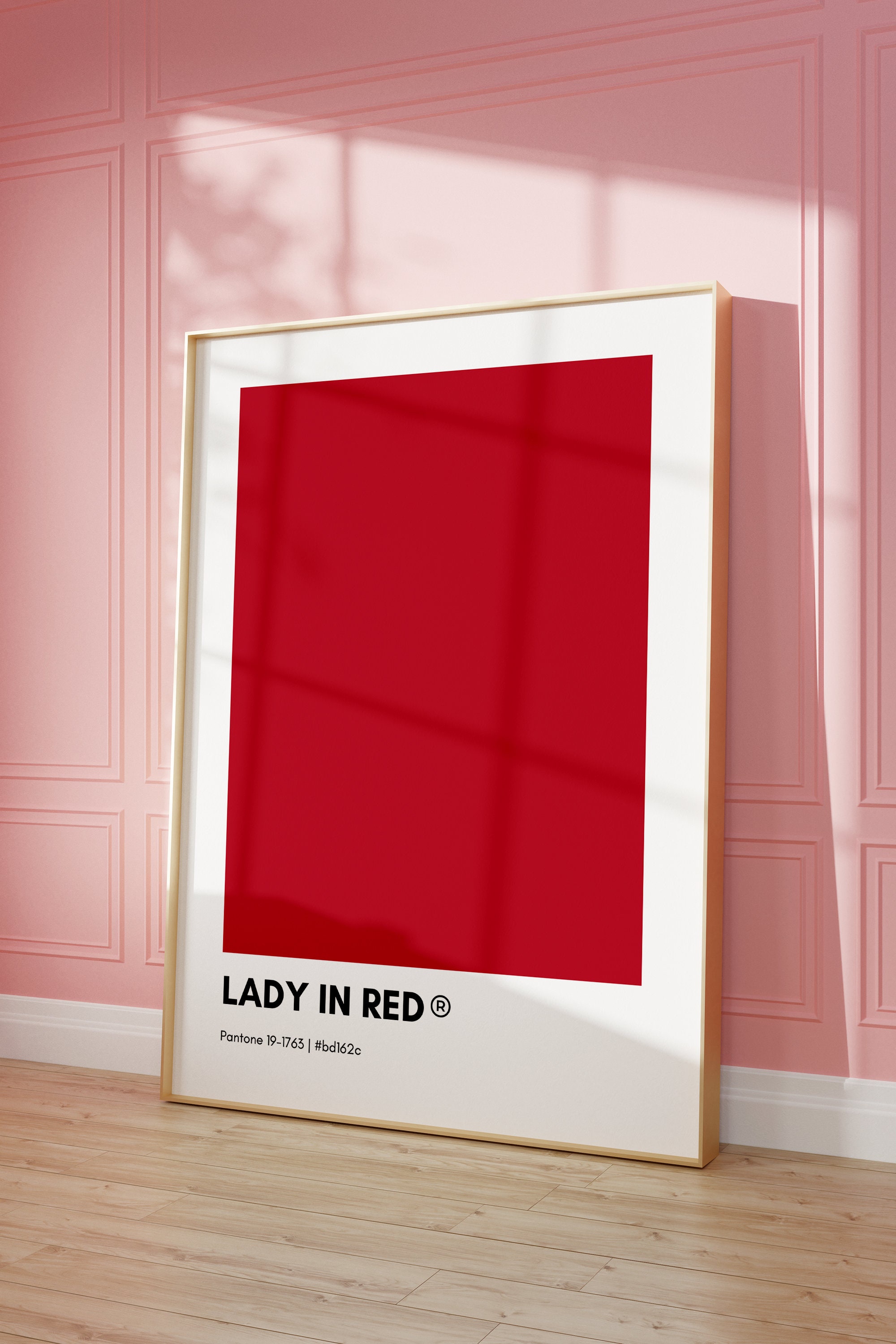 Lady in Red Pantone, RED Pantone Print Poster, Red Pantone Wall Art ...