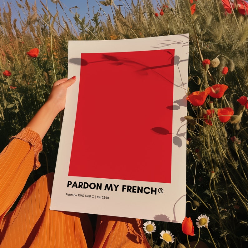 Pardon My French Pantone, RED Pantone Print Poster, Red Pantone Wall ...