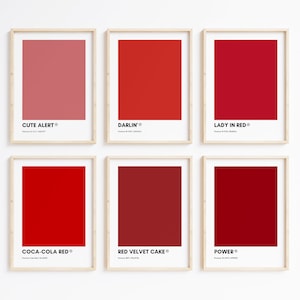 Pantone RED Wall Art Printable Bundle, Set of 6 Prints Red, Pantone ...
