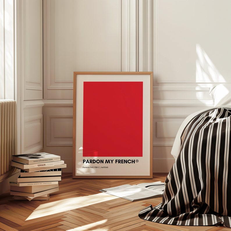 Pardon My French Pantone, RED Pantone Print Poster, Red Pantone Wall ...