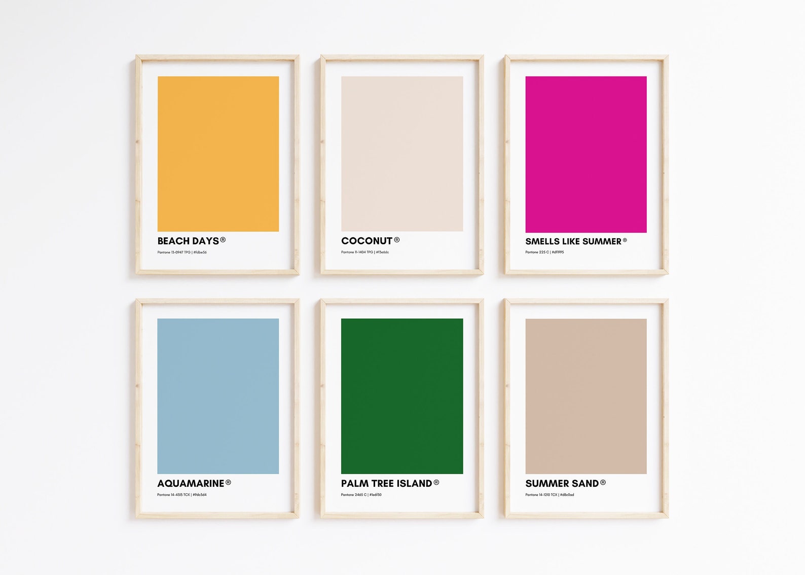Pantone SUMMER Collection Wall Art Printable Bundle, Set of 6 Prints ...