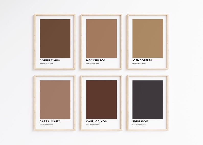 Pantone COFFEE Collection Wall Art Printable Bundle | Set of 6 Prints ...