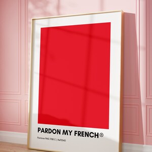 Pardon My French Pantone, RED Pantone Print Poster, Red Pantone Wall ...