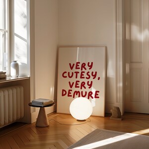 Very Cutesy Very Demure, Typography Print, Typography Wall Art, Retro ...