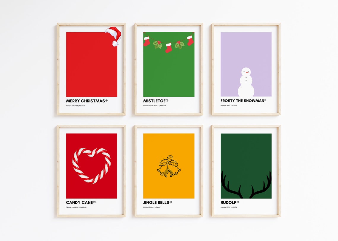 Pantone CHRISTMAS Collection Wall Art Printable Bundle Set of - Etsy