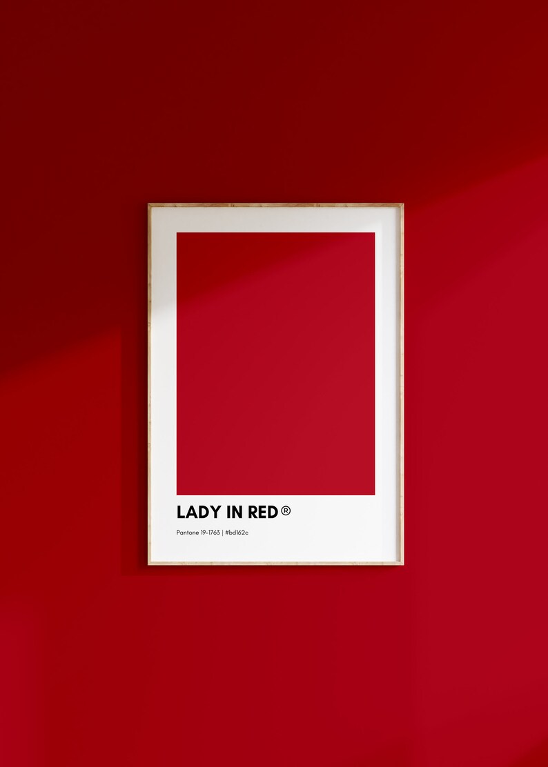 Lady in Red Pantone, RED Pantone Print Poster, Red Pantone Wall Art ...