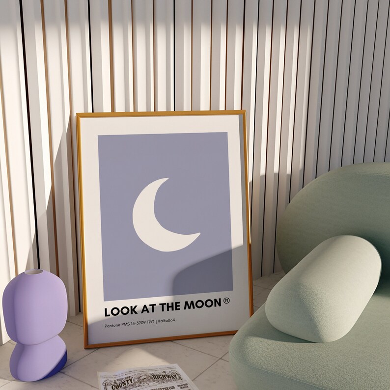 Look at the Moon Pantone, PURPLE Pantone Print Poster, Pantone Wall Art ...