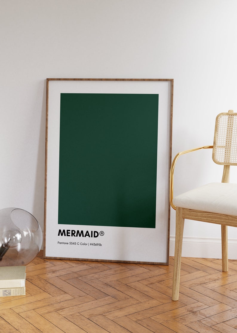 Mermaid Green Pantone, GREEN Pantone Print Poster, Green Pantone Wall ...