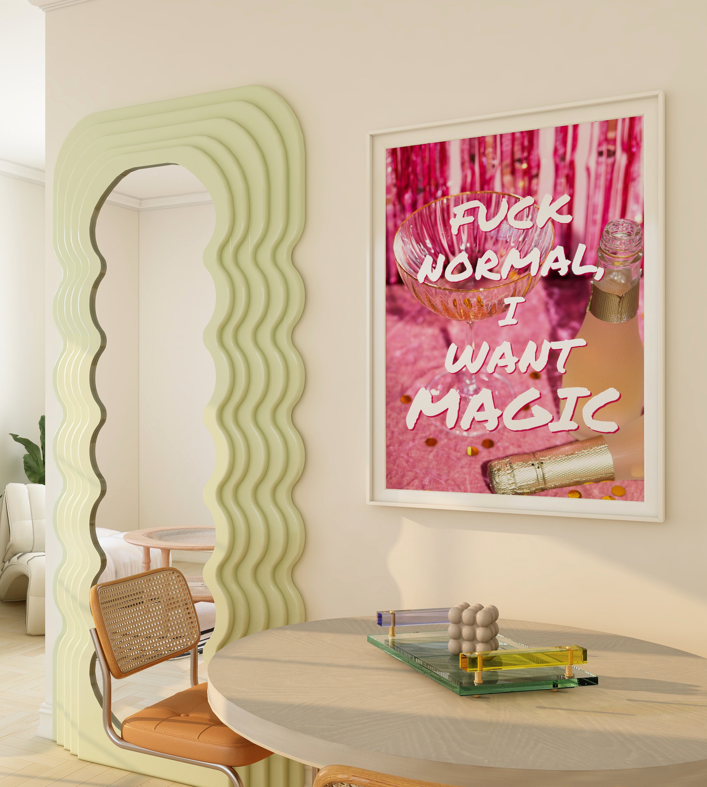 Fuck Normal I Want Magic, Typography Print, Typography Wall Art, Retro ...