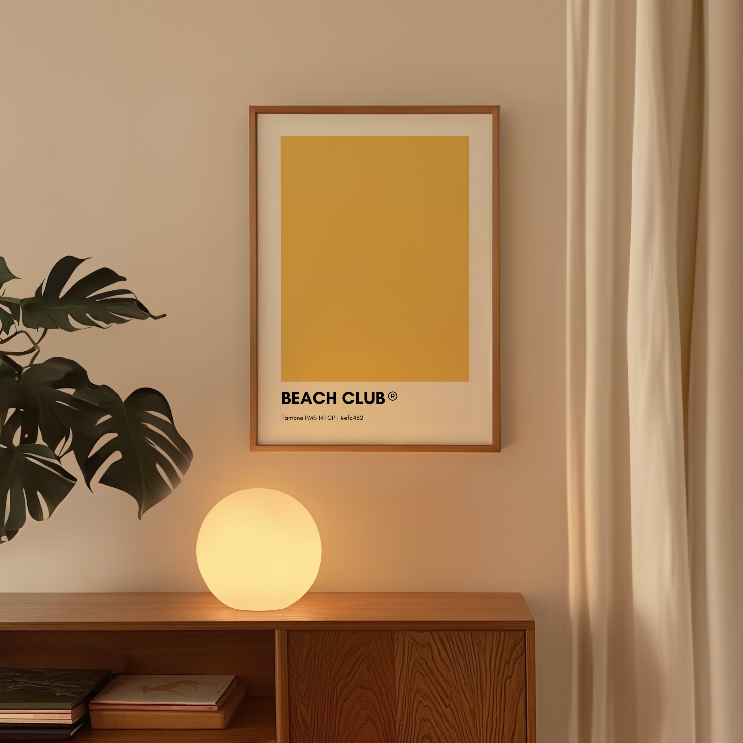 Beach Club Pantone, YELLOW Pantone Print Poster, Yellow Pantone Wall ...