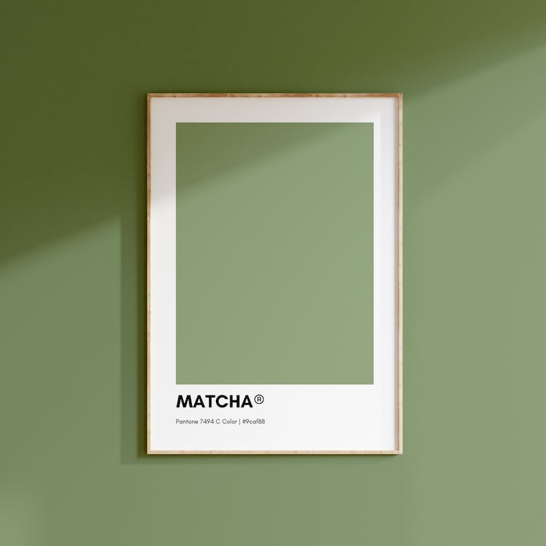 Matcha Green Pantone, GREEN Pantone Print Poster, Green Pantone Wall ...
