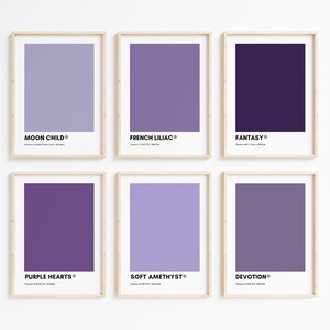 Pantone PURPLE Wall Art Printable Bundle Set of 6 Prints Purple Pantone ...