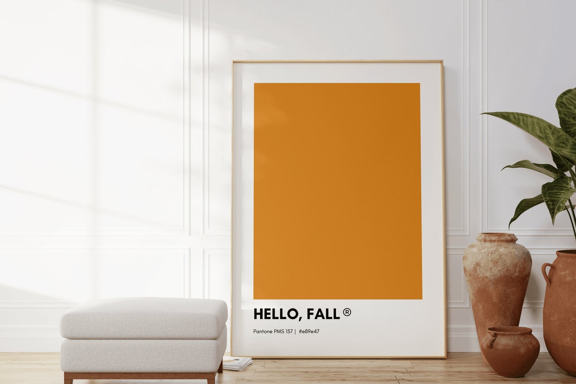 Hello Fall Pantone ORANGE Pantone Print Poster Fall Pantone - Etsy