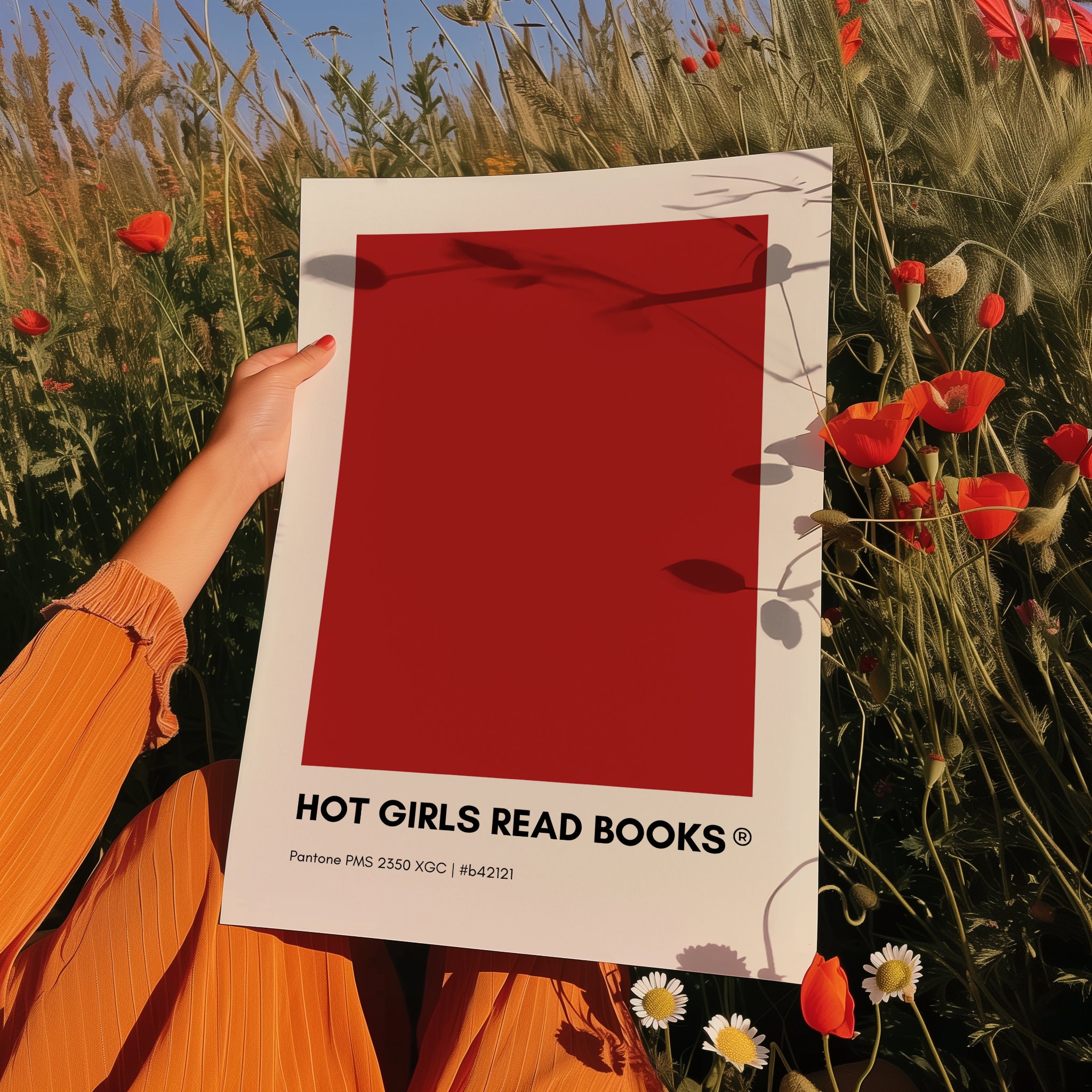 Hot Girls Read Books Pantone, RED Pantone Print Poster, Red Pantone ...
