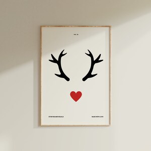 Rudolf Printable, Christmas Wall Art, Modern Holiday Decor, Christmas ...