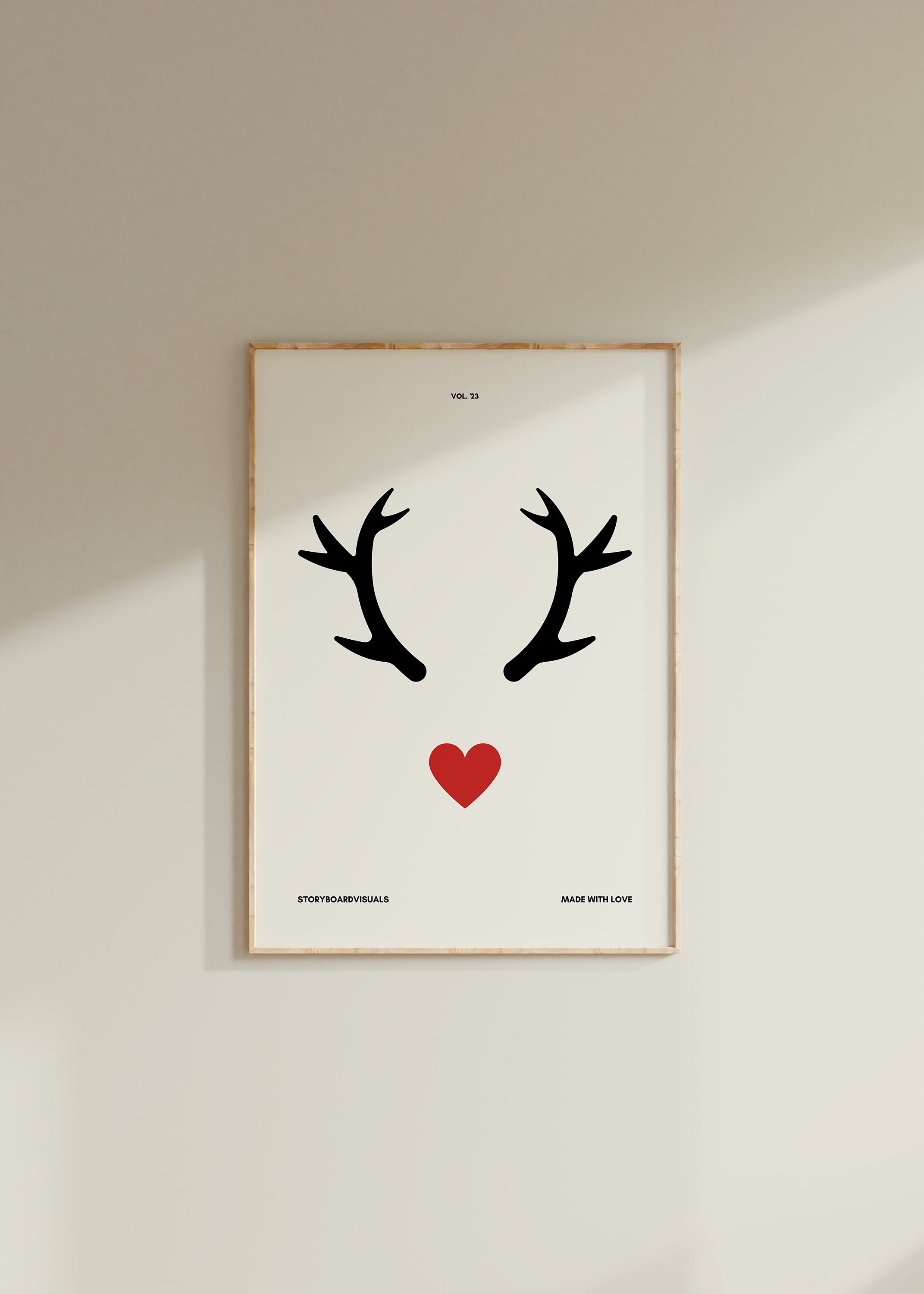 Rudolf Printable, Christmas Wall Art, Modern Holiday Decor, Christmas ...