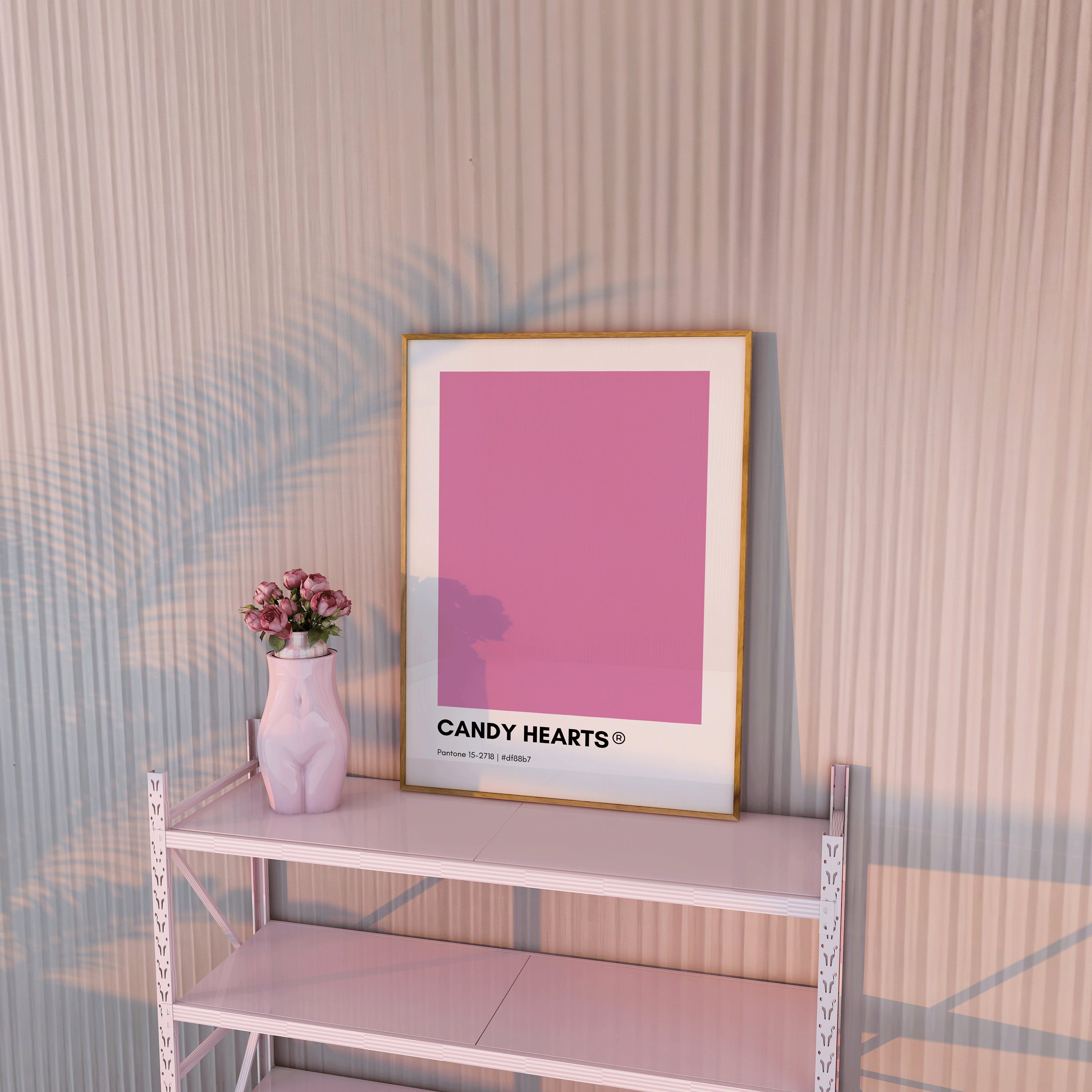 Candy Hearts Pink Pantone Poster, Color Swatch Print (digital Download ...