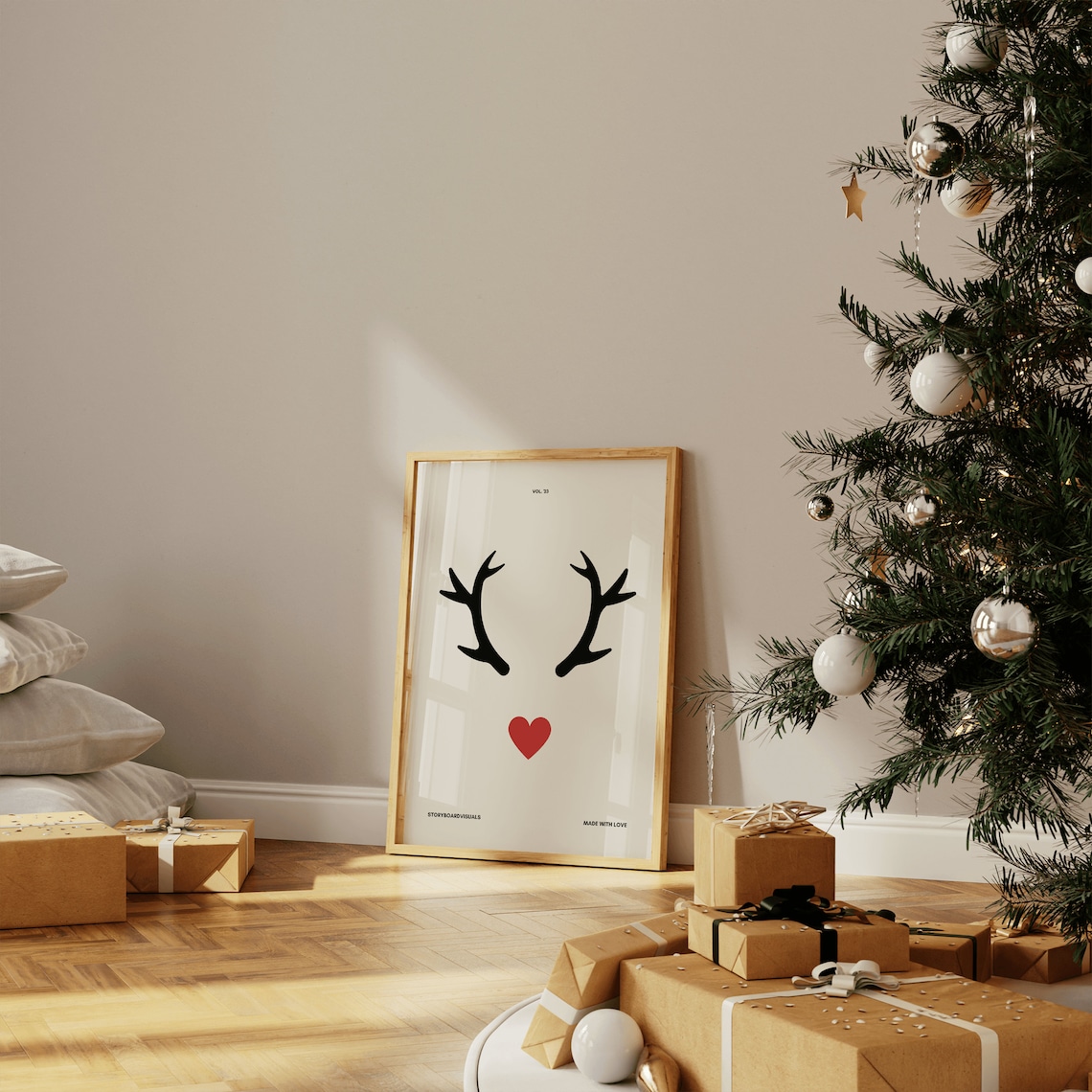 Rudolf Printable, Christmas Wall Art, Modern Holiday Decor, Christmas ...