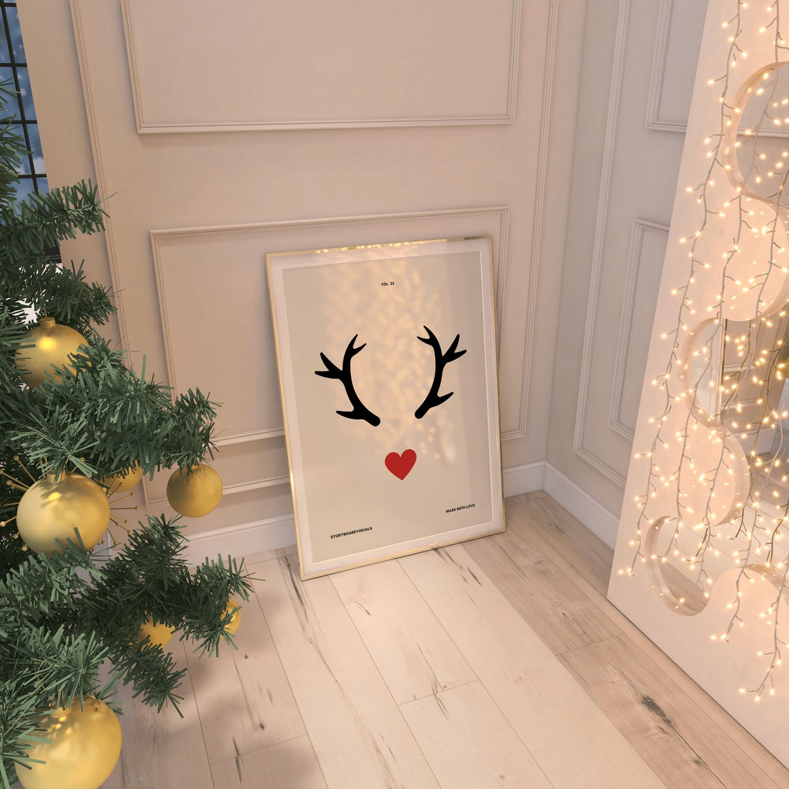 Rudolf Printable, Christmas Wall Art, Modern Holiday Decor, Christmas ...