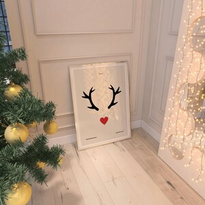 Rudolf Printable, Christmas Wall Art, Modern Holiday Decor, Christmas ...