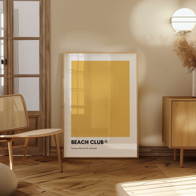 Beach Club Pantone, YELLOW Pantone Print Poster, Yellow Pantone Wall ...