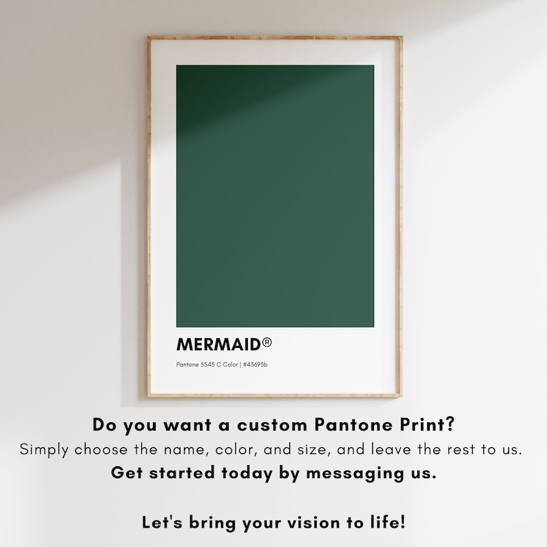Mermaid Green Pantone, GREEN Pantone Print Poster, Green Pantone Wall ...