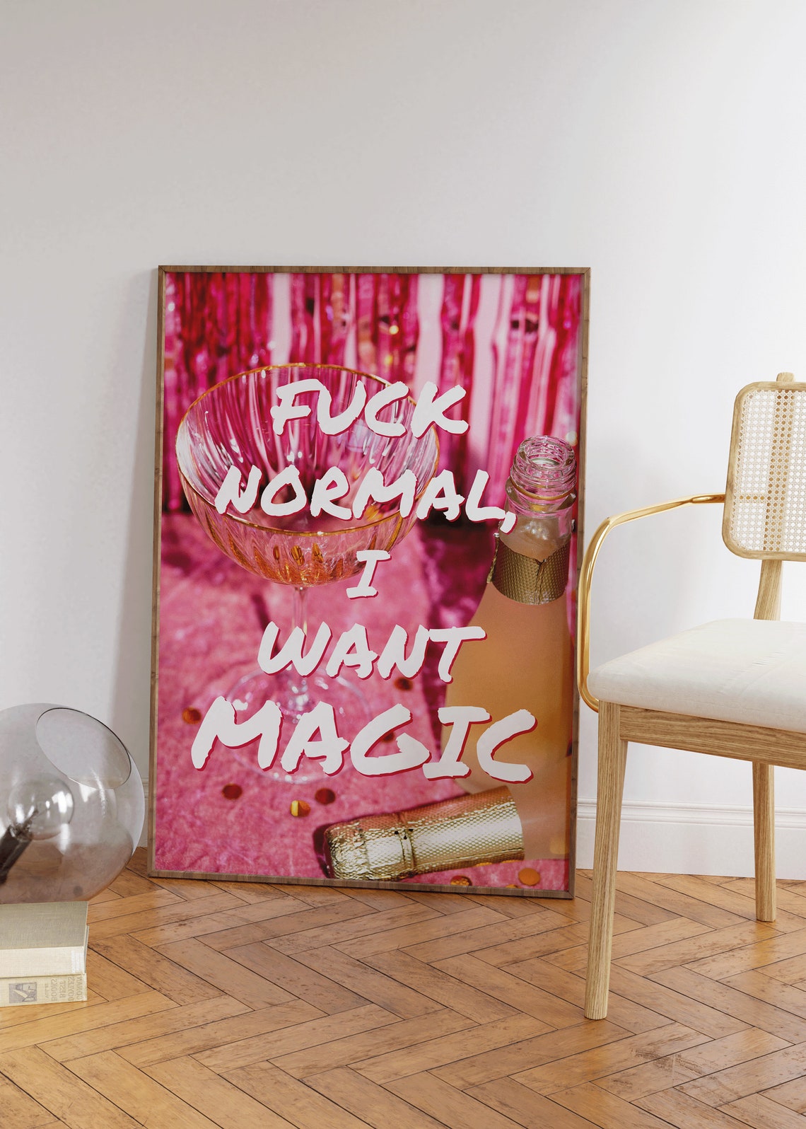 Fuck Normal I Want Magic, Typography Print, Typography Wall Art, Retro ...