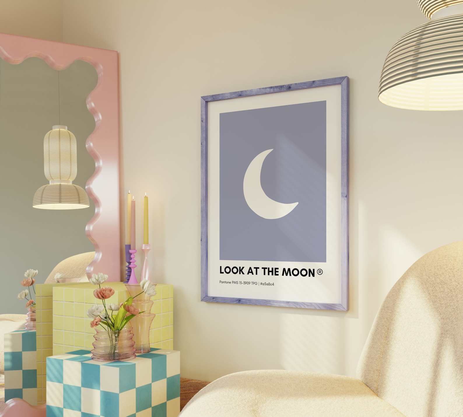 Look at the Moon Pantone, PURPLE Pantone Print Poster, Pantone Wall Art ...