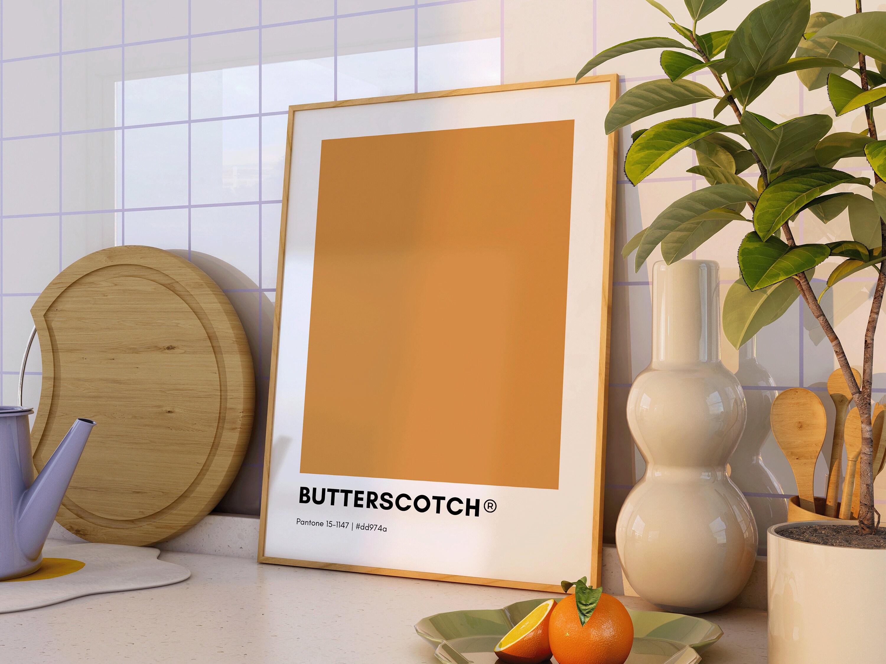 Butterscotch Pantone, ORANGE Pantone Print Poster, Orange Pantone Wall ...