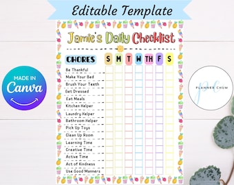 Summer Daily Checklist for Kids, to Do List Printable, Chore Chart ...