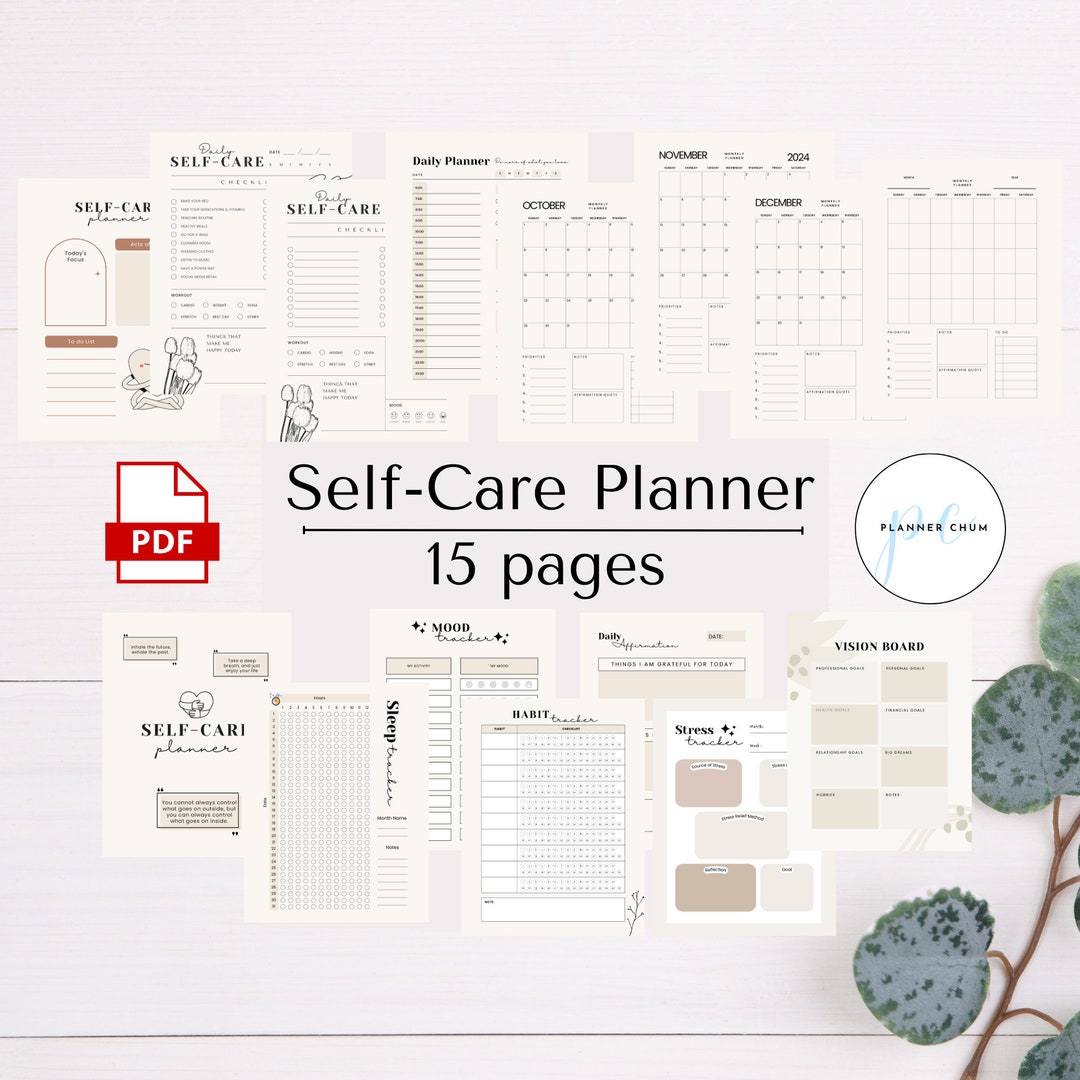 Self Care Planner Printable, Self Improvement Planner, Habit Tracker ...