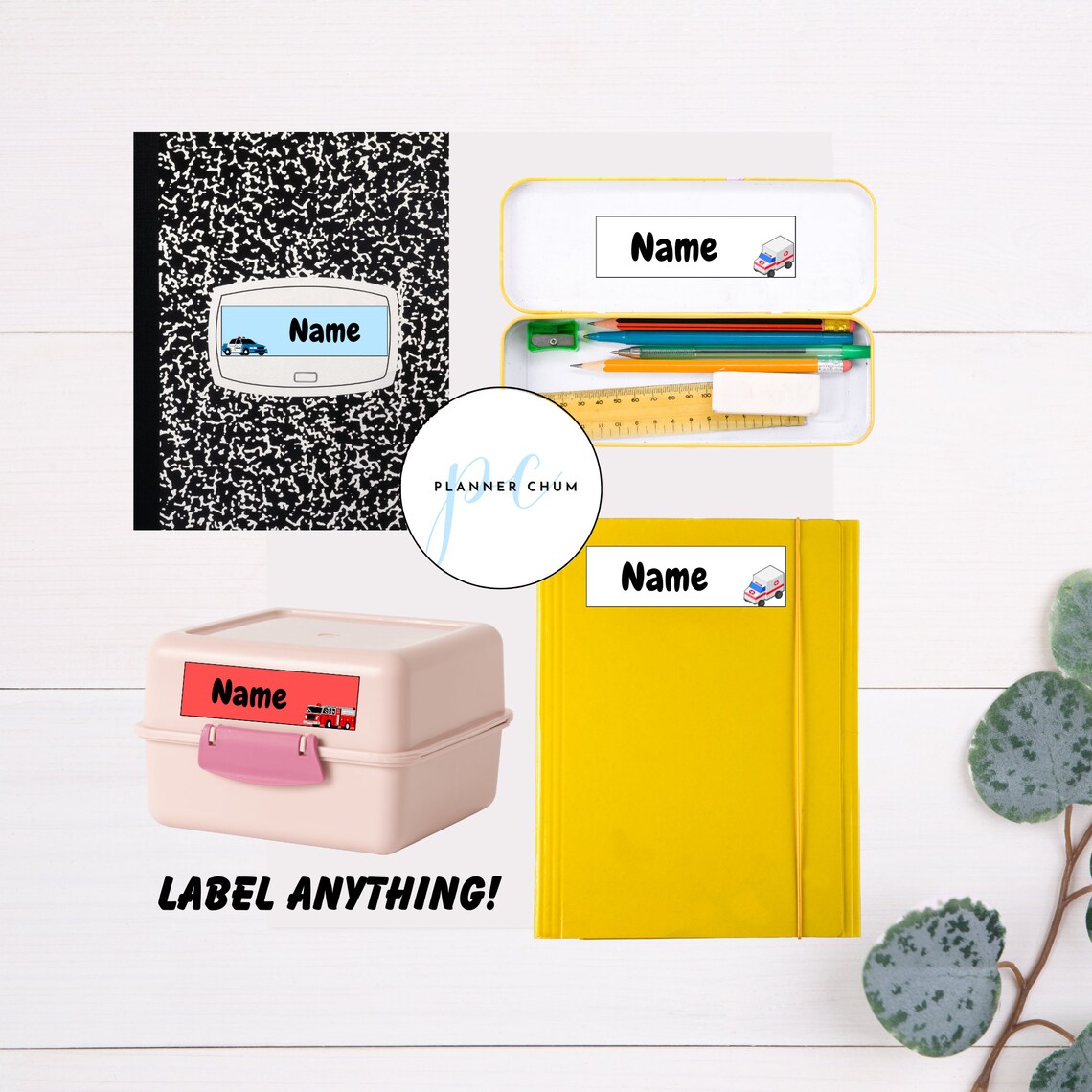 Emergency Vehicles Editable School Labels, Back to School Gift ...