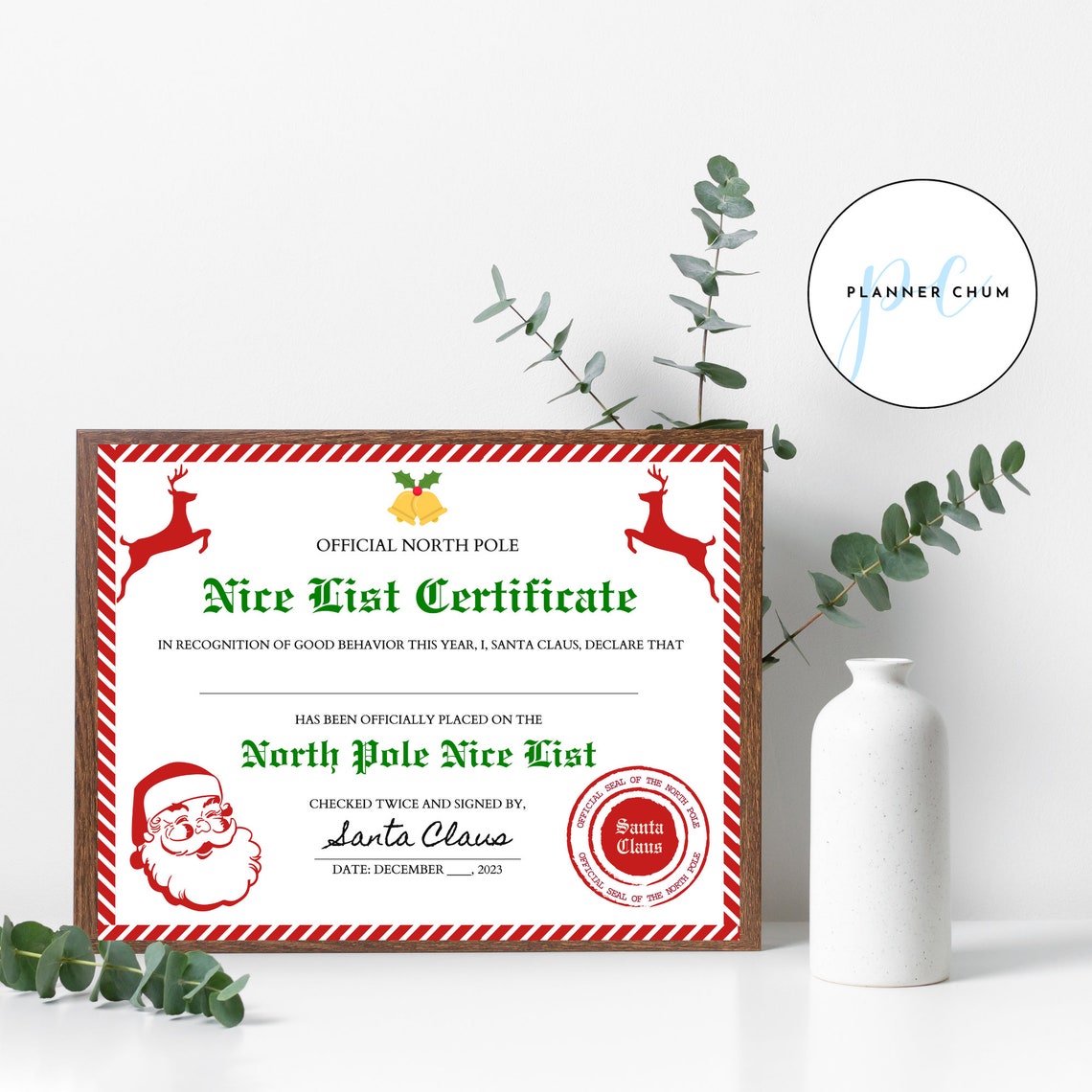 Santa's Nice List Certificate, Printable Official Nice List, Xmas Eve ...