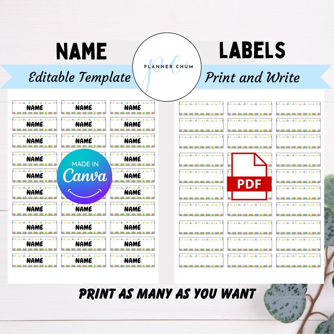 Editable School Labels, Printable Name Labels for School Supplies ...