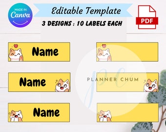 Animals Editable School Labels, Printable Name Labels for School ...