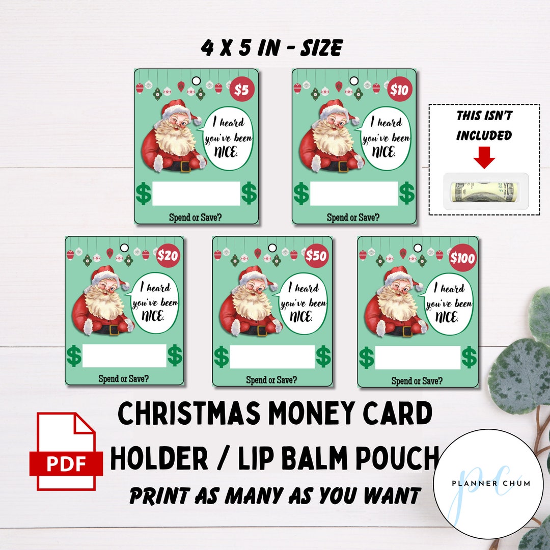 Christmas Money Card Holder, Printable Santa Money Card Template ...